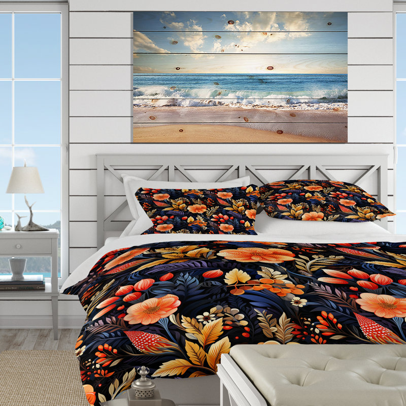 Design Art Peach Eclectic Boho Floral Radiance Duvet Cover Set Wayfair